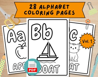 28 Color the Alphabet Vol.2 Pages Digital Download for Kids - Etsy