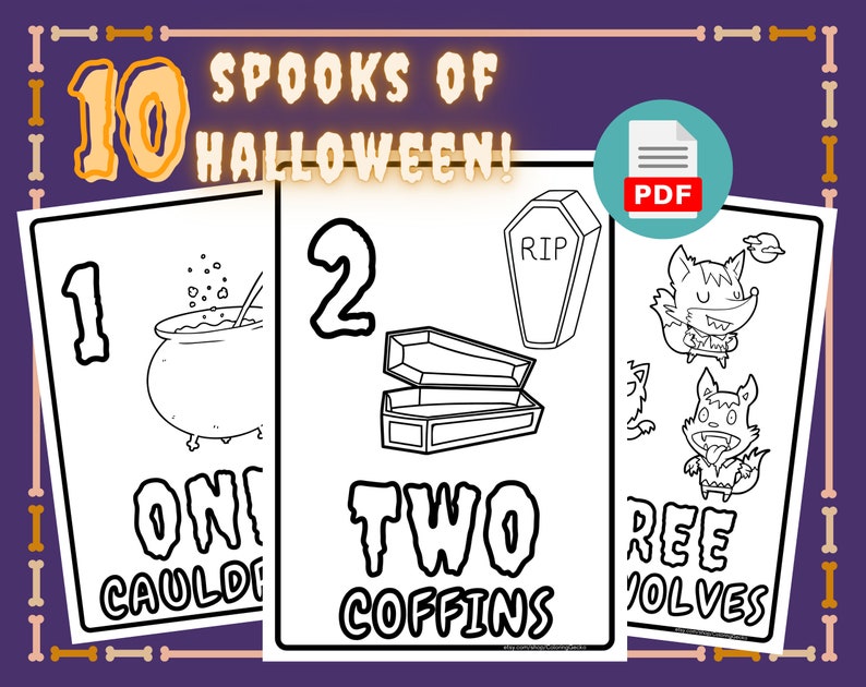 Count on Halloween Coloring Pages Digital Download for Kids - Etsy