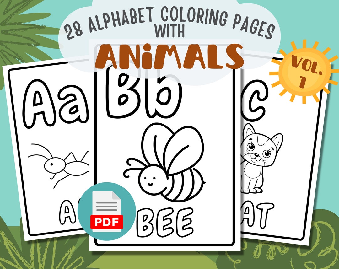 28 Color the Animal Alphabet Vol.1 Pages Digital Download for - Etsy