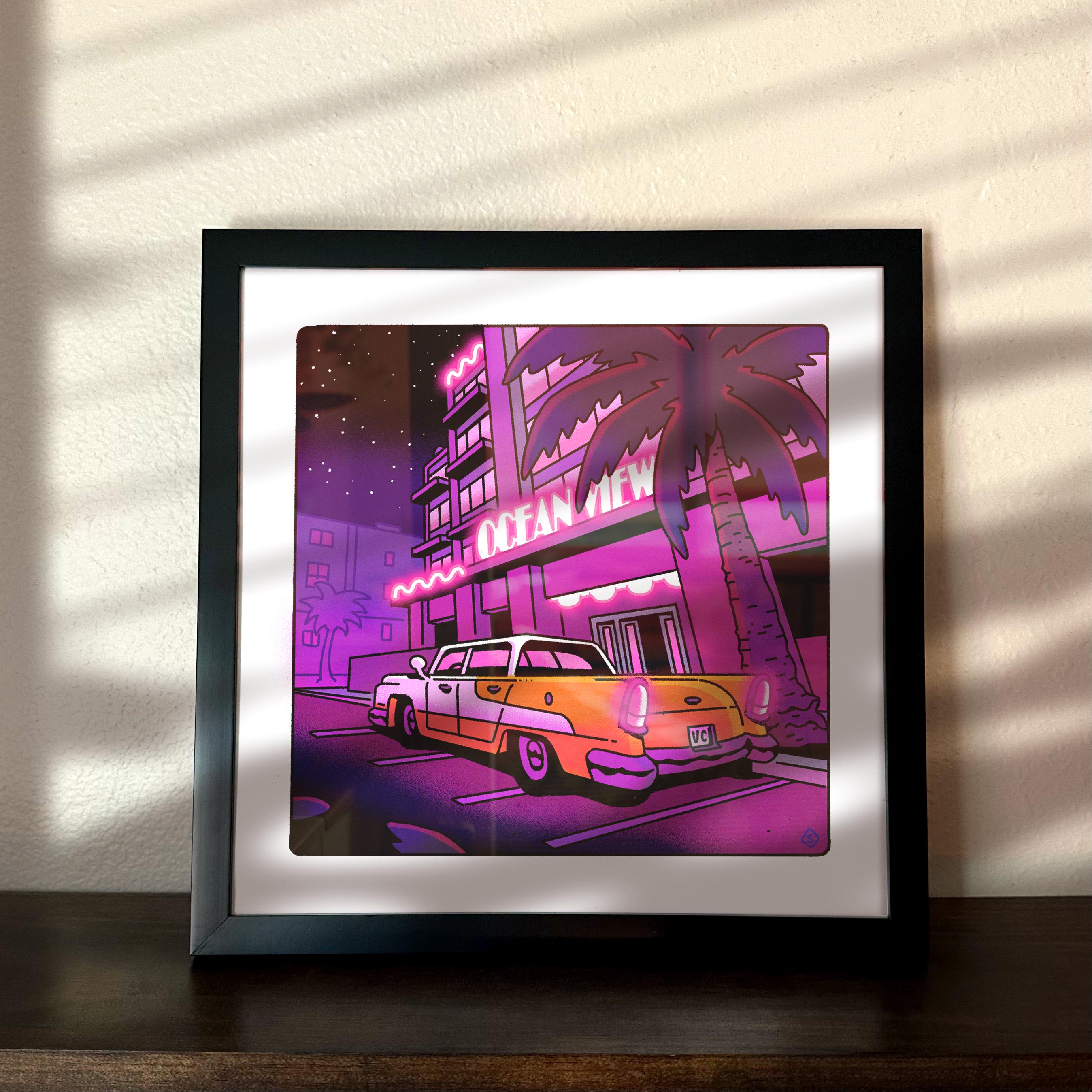 Vice City – 11" X 11" Art Print, Miami Vice, Retro Art Print, Car Art ...