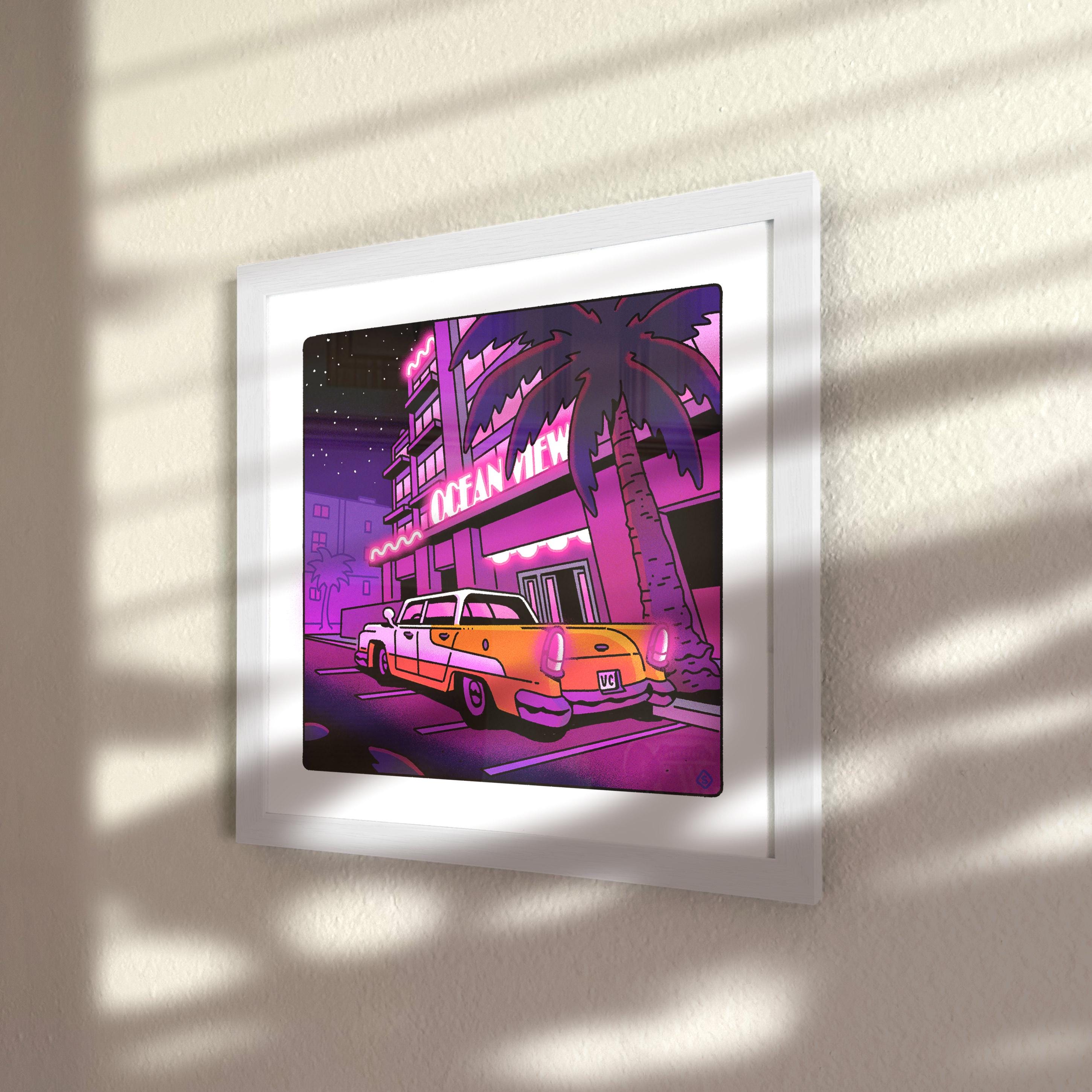Vice City – 11" X 11" Art Print, Miami Vice, Retro Art Print, Car Art ...