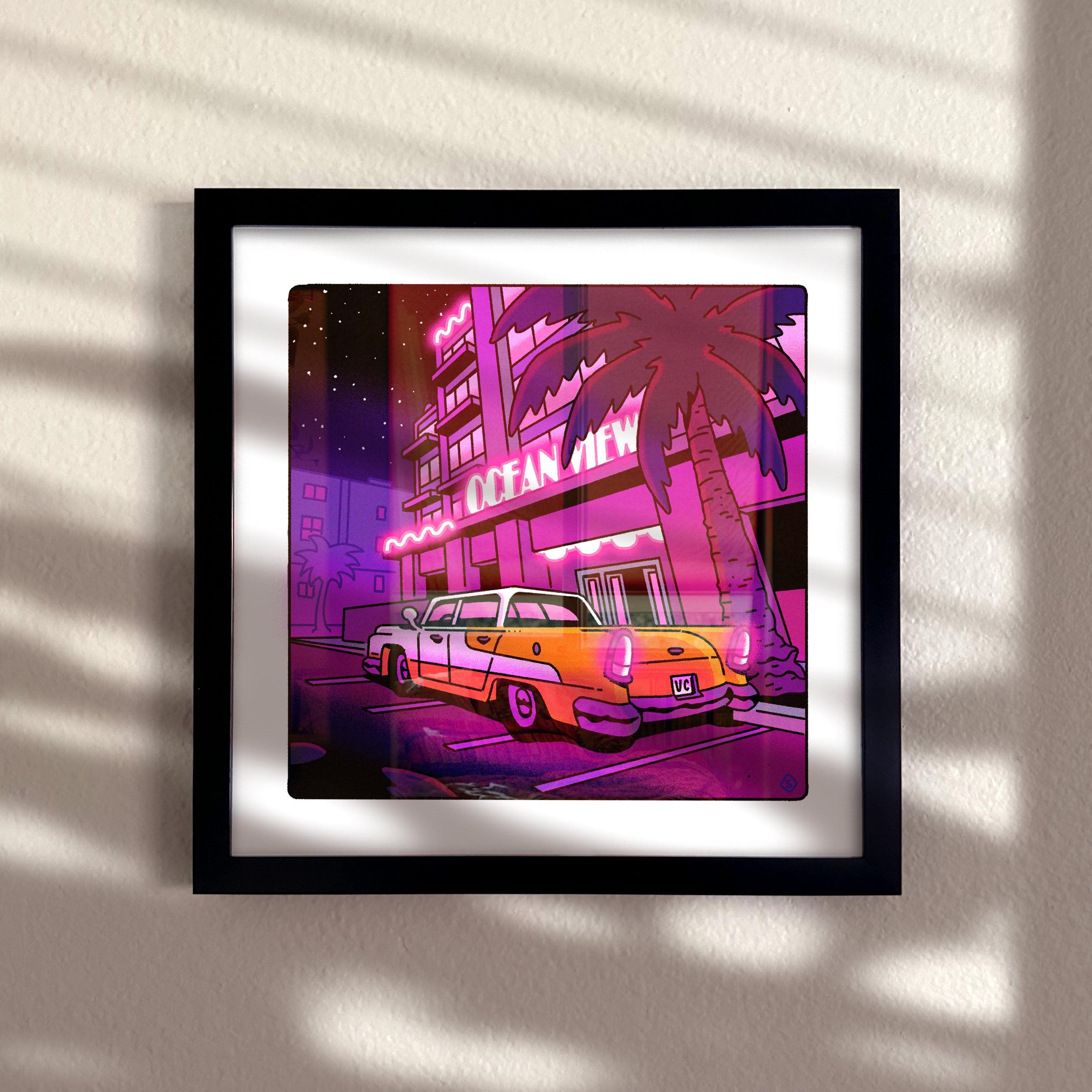 Vice City – 11" X 11" Art Print, Miami Vice, Retro Art Print, Car Art ...