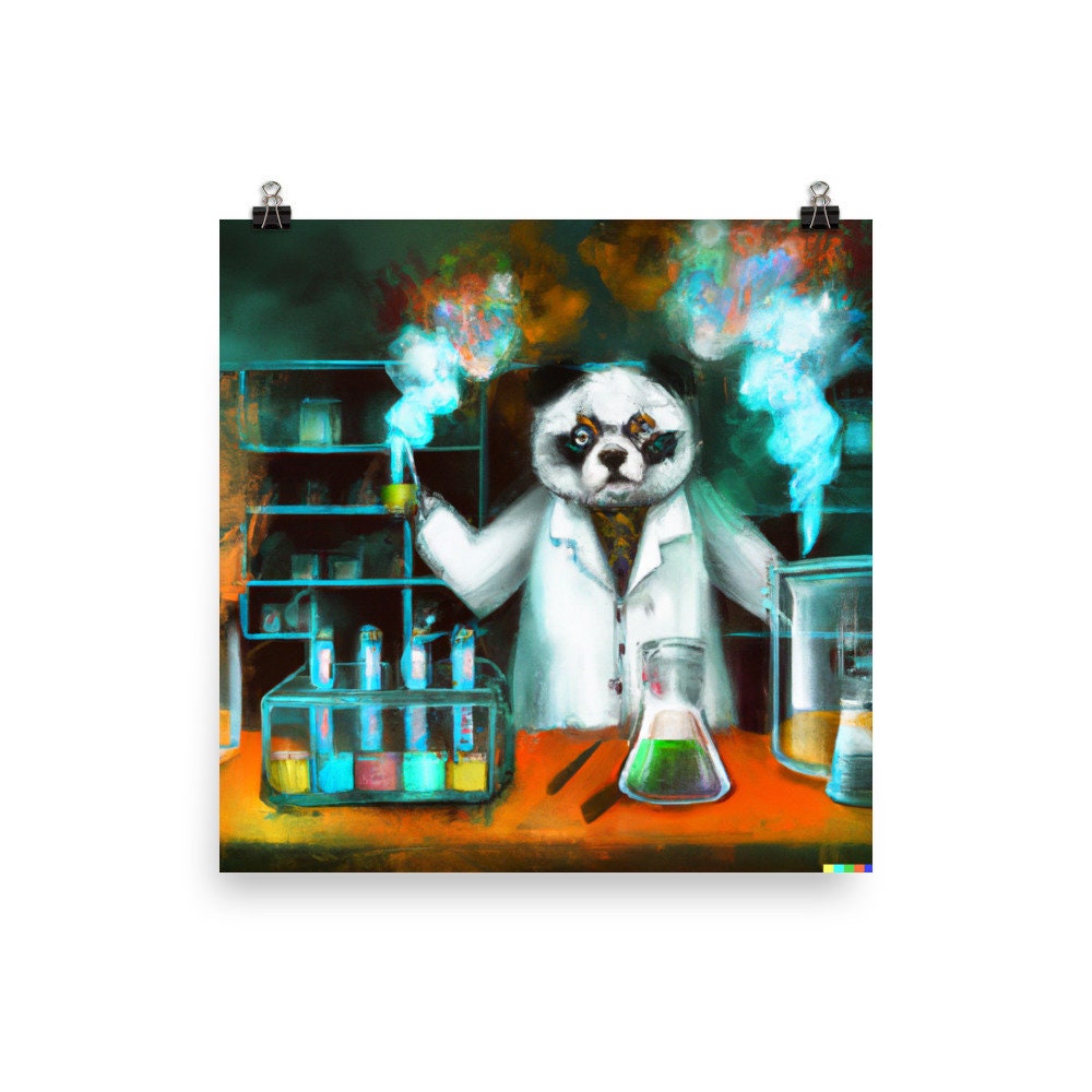 AI Generated Art Science Panda Poster 5 - Etsy