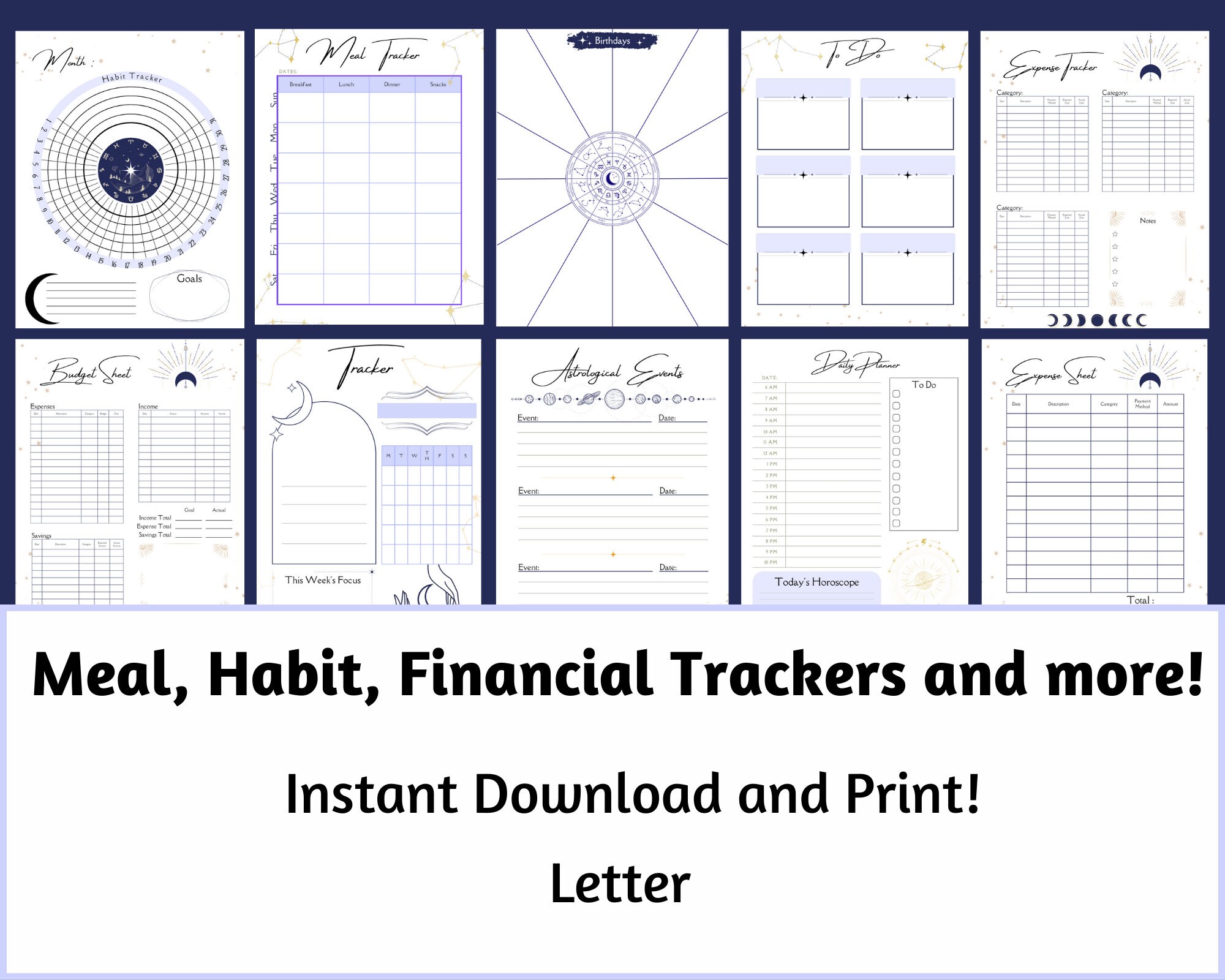 Astrology Themed Printable Planner Template, Annual Manifestation ...