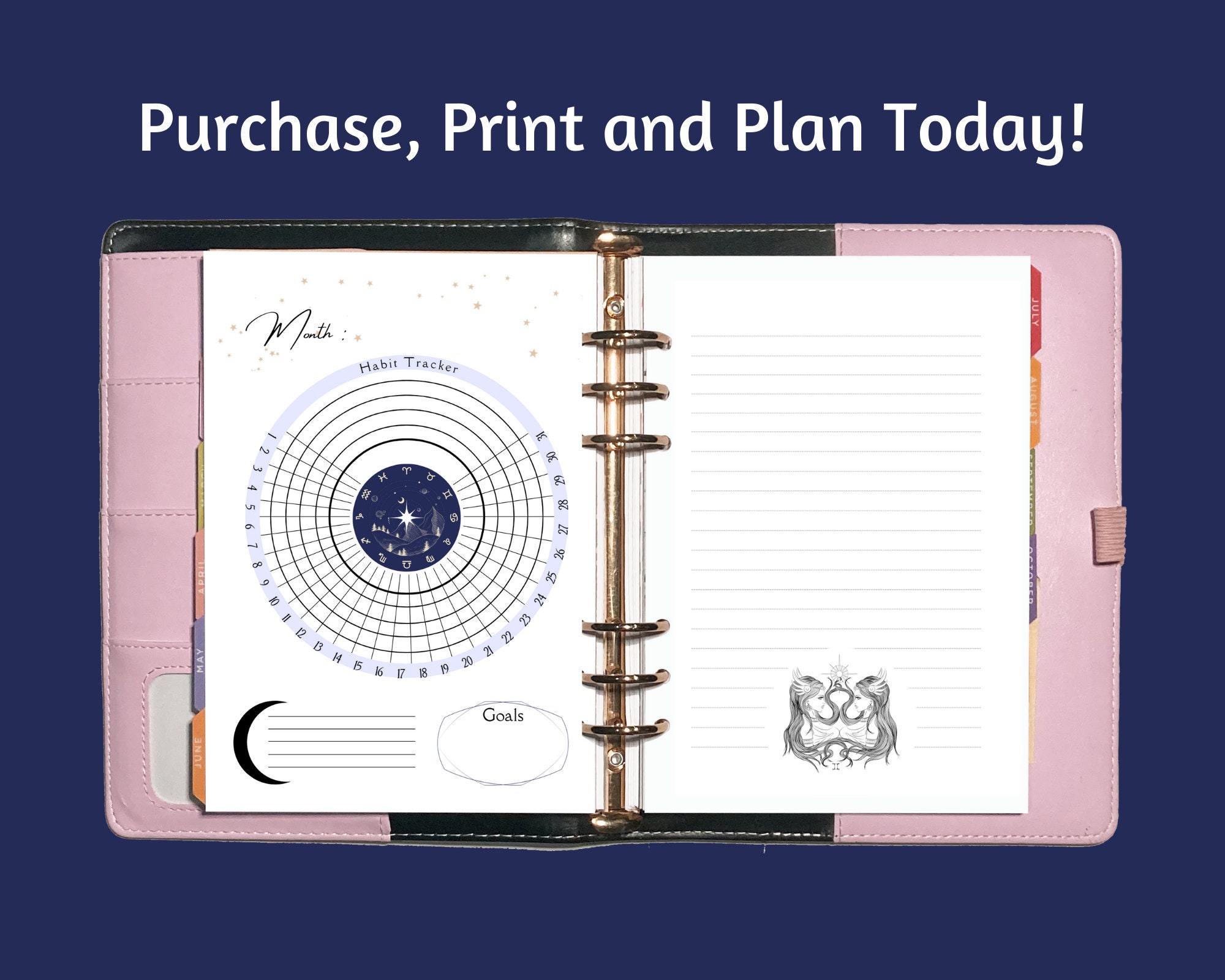 Astrology Themed Printable Planner Template, Annual Manifestation ...