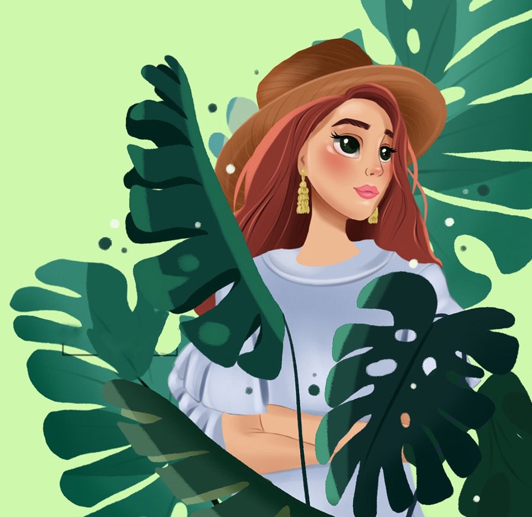 Exotic Portrait Palm Tree Artwork Beauty Scetch Summer - Etsy