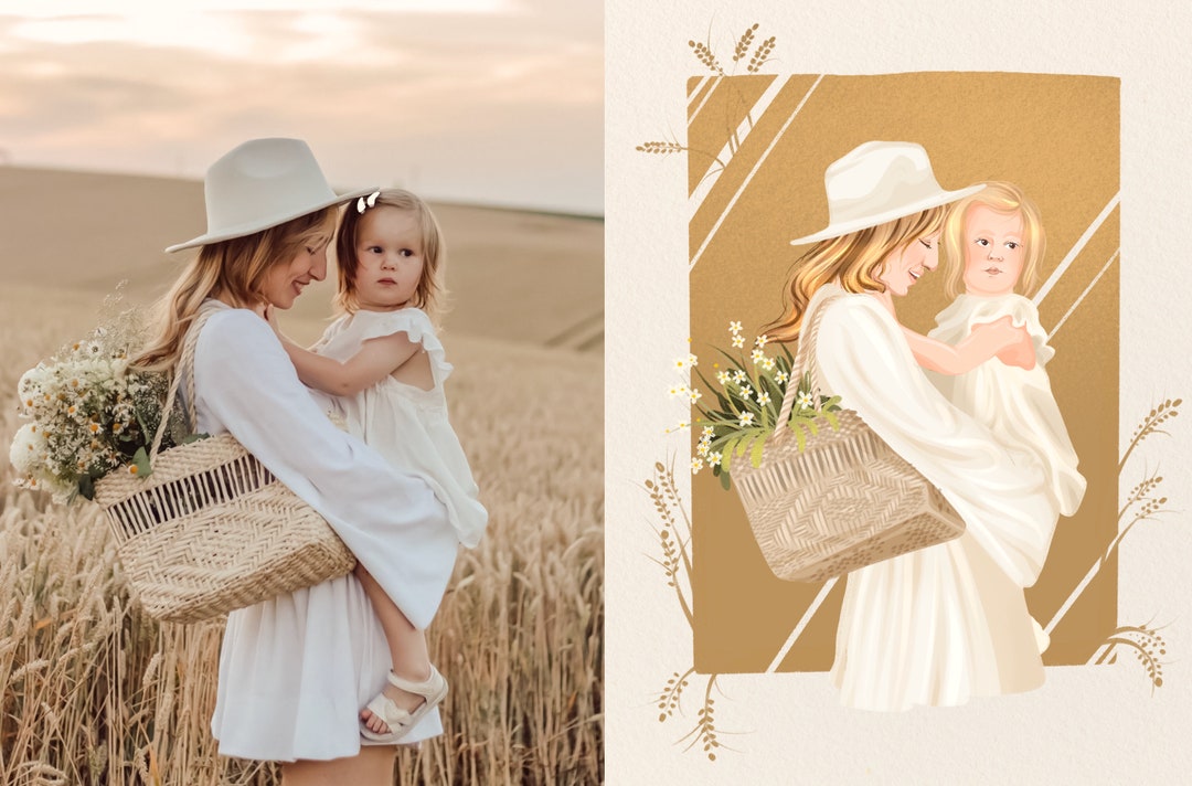 Family Portrait | Family Drawing Family Custom Illustration | Family ...