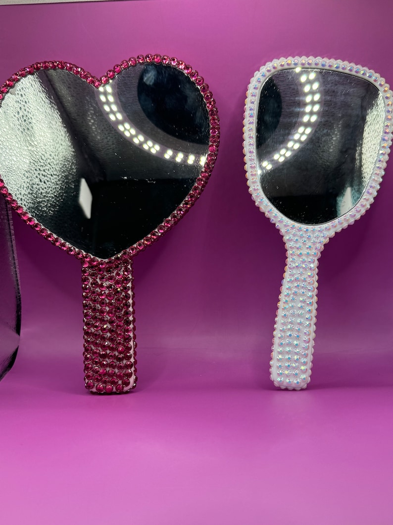 Rhinestone Mini Handheld Mirror - Etsy