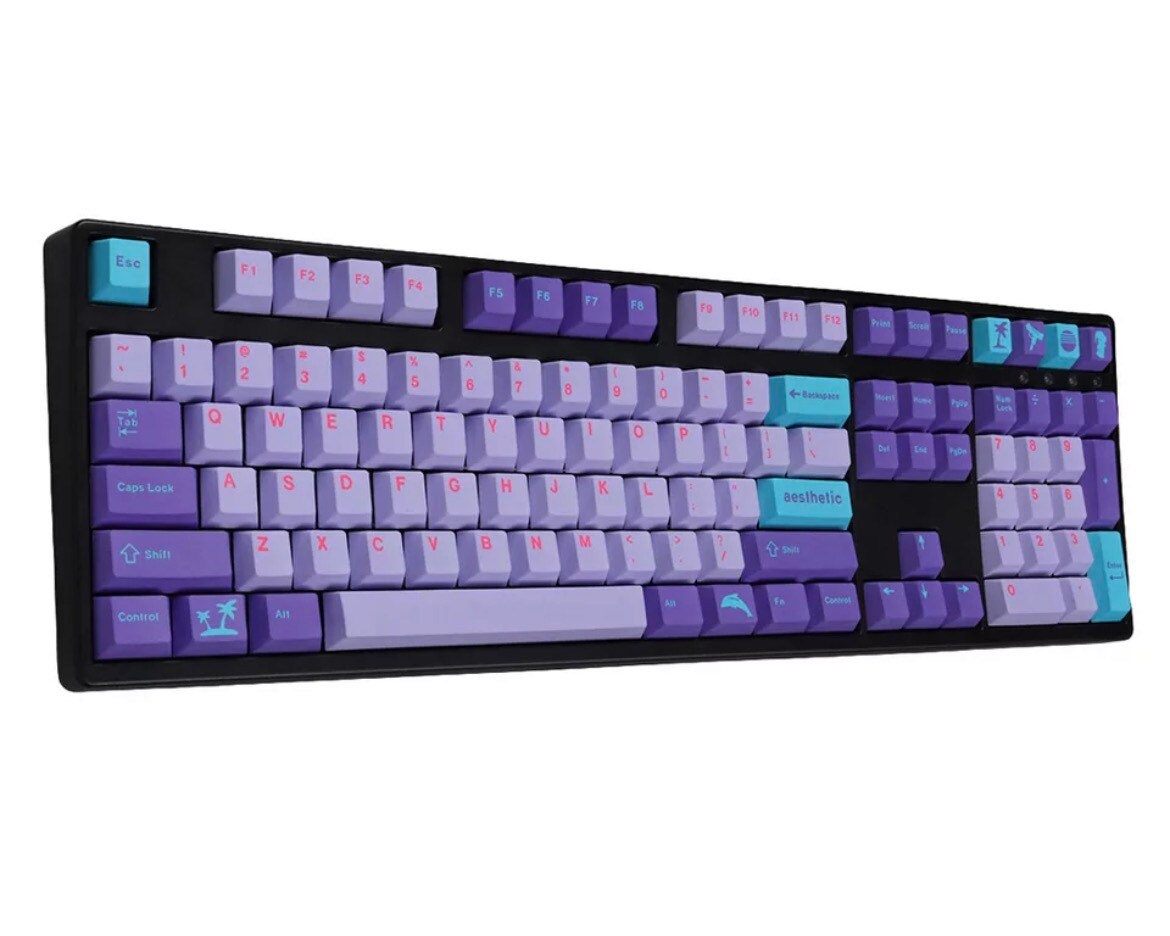 Lilac and Turquoise Keycap Set for Mechanical Keyboard 129 PBT Key Caps ...