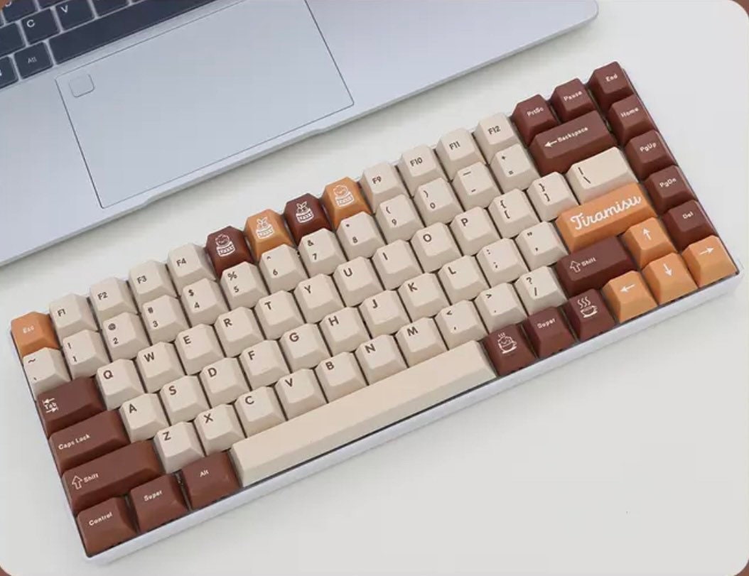 Beige & Brown Tiramisu Themed Keycap Set for Mechanical Keyboard Cherry ...