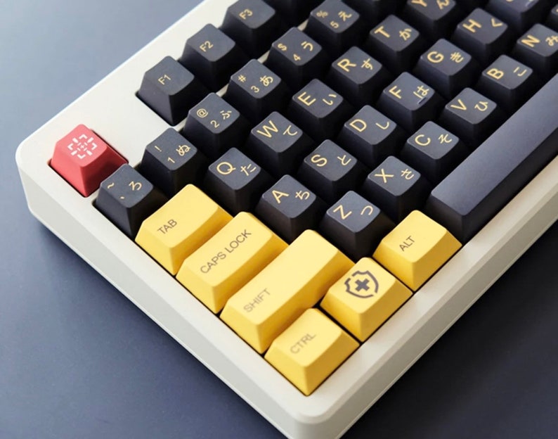Black Yellow and Red Retro Keycap Set for Mechanical Keyboard - Etsy