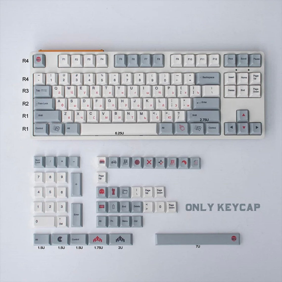 Grey Vintage Style Russian Keycap Set for Mechanical Keyboard - Etsy