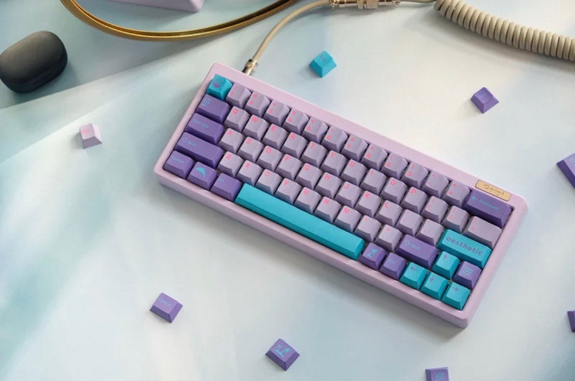 Lilac and Turquoise Keycap Set for Mechanical Keyboard 129 PBT Key Caps ...