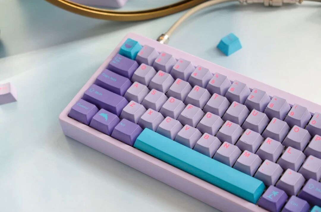 Lilac and Turquoise Keycap Set for Mechanical Keyboard 129 PBT Key Caps ...
