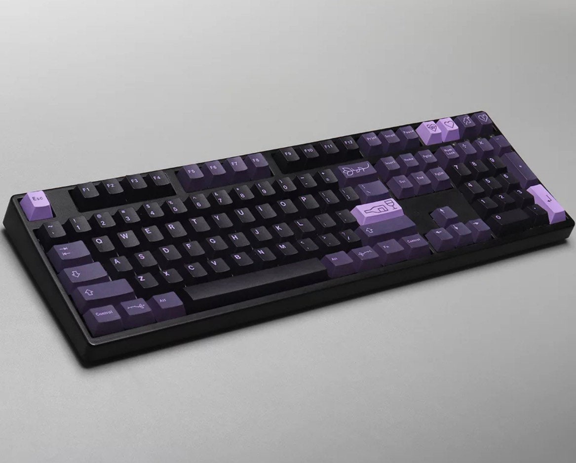 Purple & Black Wine Themed Keycap Set for Mechanical Keyboard 129 PBT ...