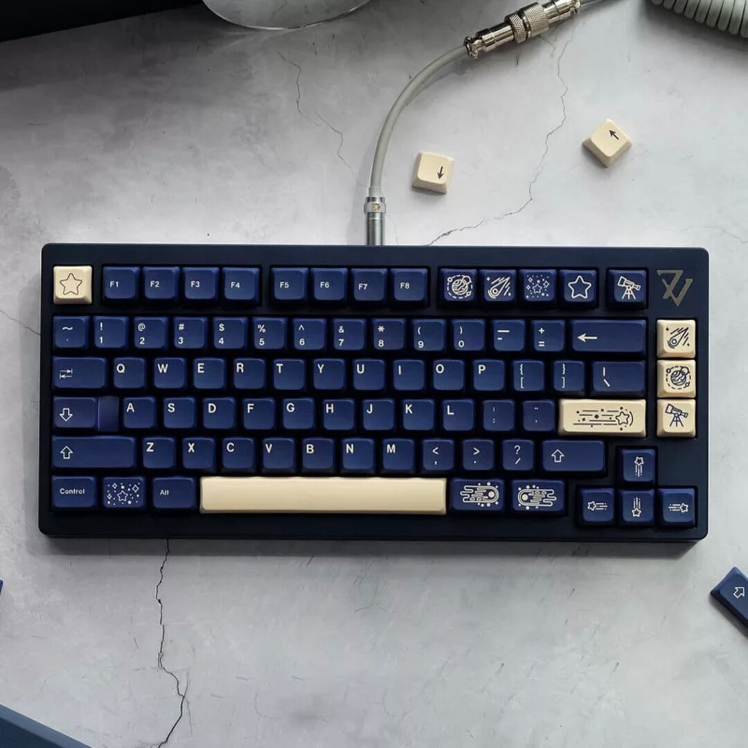 Navy Blue Space Themed PBT Keycap Set for Mechanical Keyboard 134 Key ...