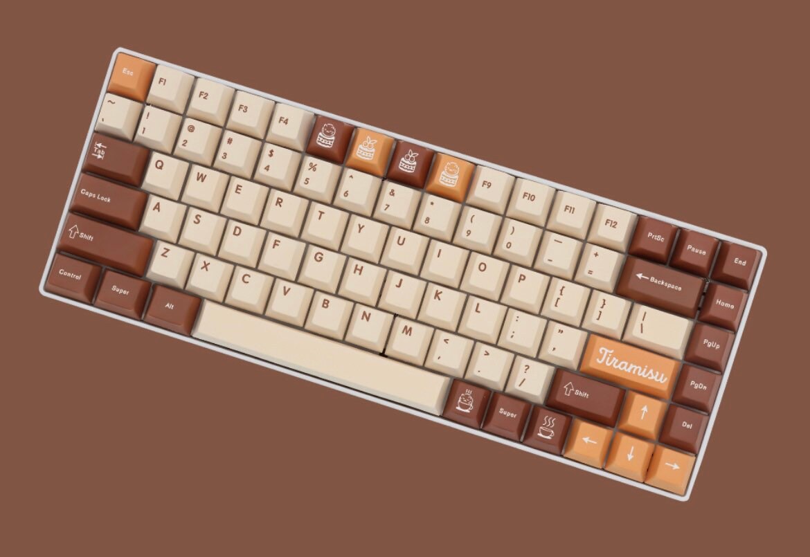 Beige & Brown Tiramisu Themed Keycap Set for Mechanical Keyboard Cherry ...