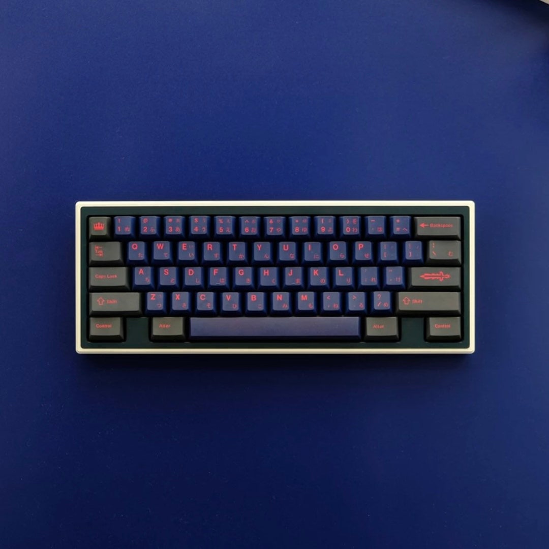 Navy Blue & Red Keycap Set for Mechanical Keyboard English / Japanese ...