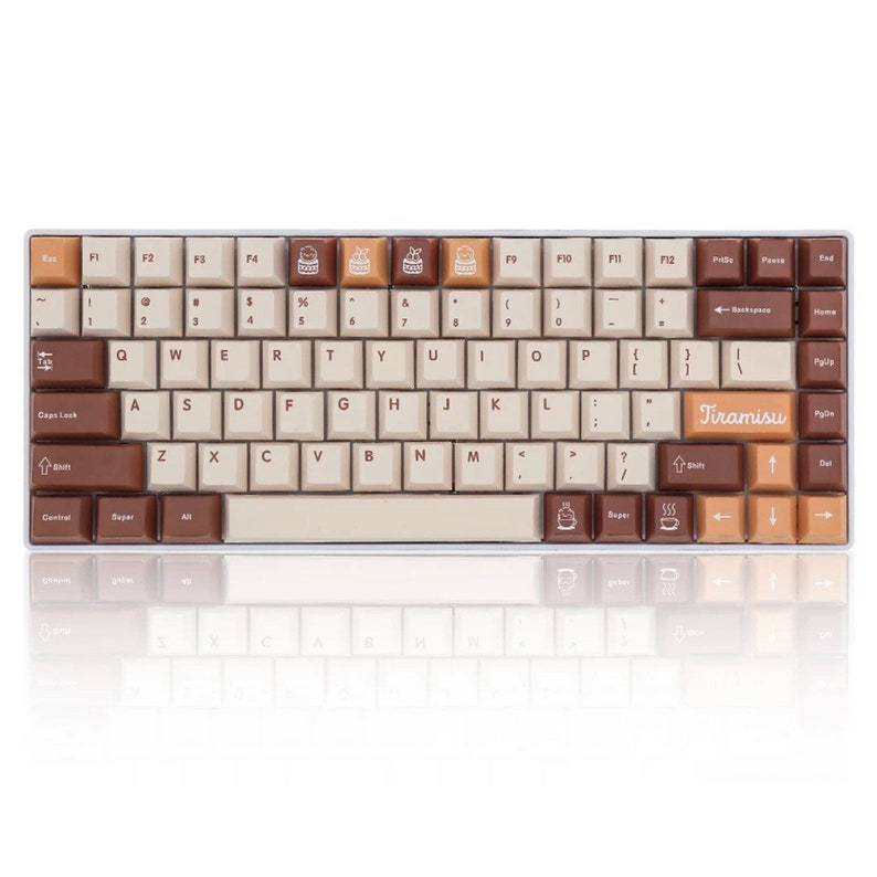 Beige & Brown Tiramisu Themed Keycap Set for Mechanical Keyboard Cherry ...