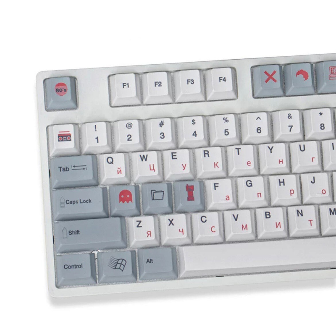 Grey Vintage Style Russian Keycap Set for Mechanical Keyboard 135 PBT ...