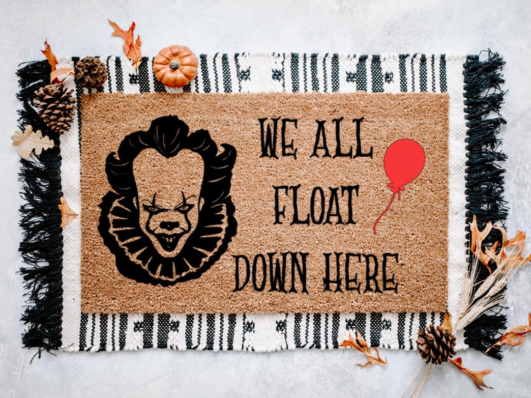 Pennywise We All Float Down Here Doormat, Halloween Horror Decor, Creepy Clown Welcome Mat ...