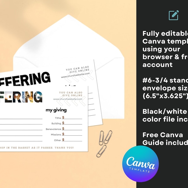 Tithing Envelope Template - Etsy