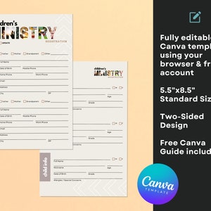 Children's Ministry Registration Card Template: Editable Canva Design ...