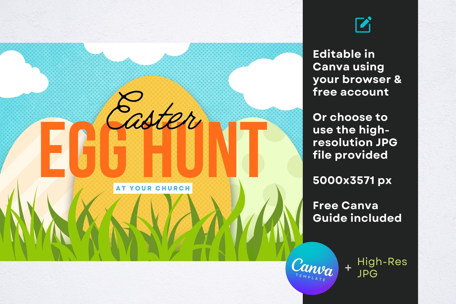 Church Easter Egg Hunt Graphic Canva Template, Church Egg Hunt ...