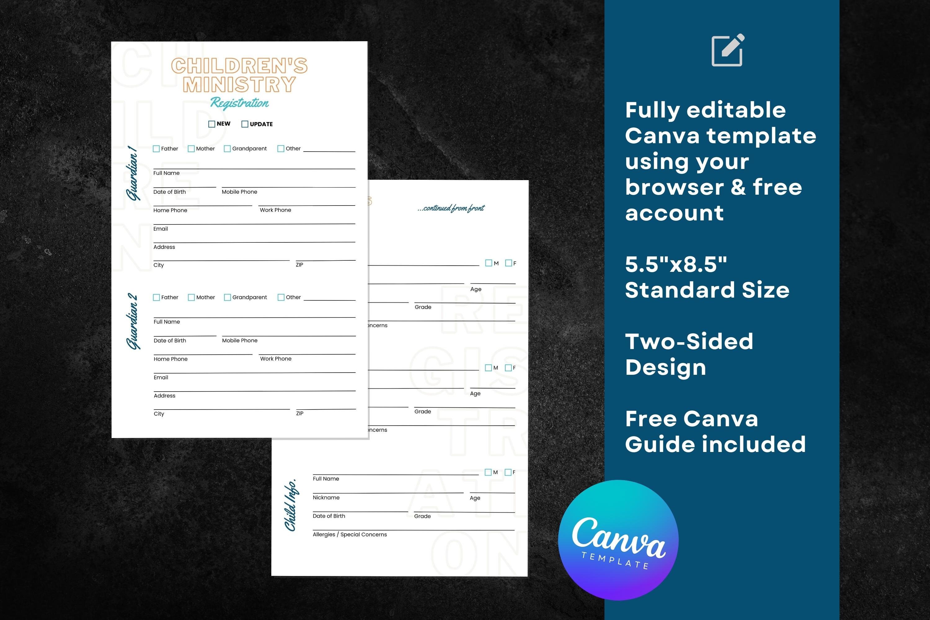 Children's Ministry Registration Card Template: Editable Canva Design ...