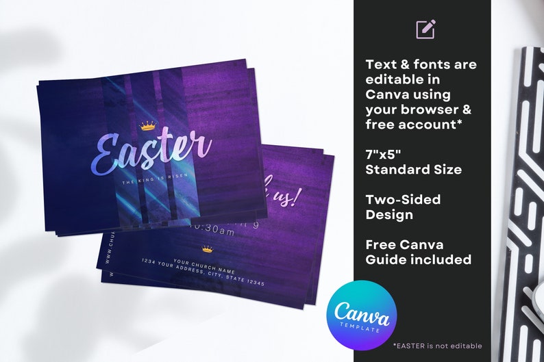 Editable Easter Church Flyer Template: Canva Promo Card (5x7) (digital ...