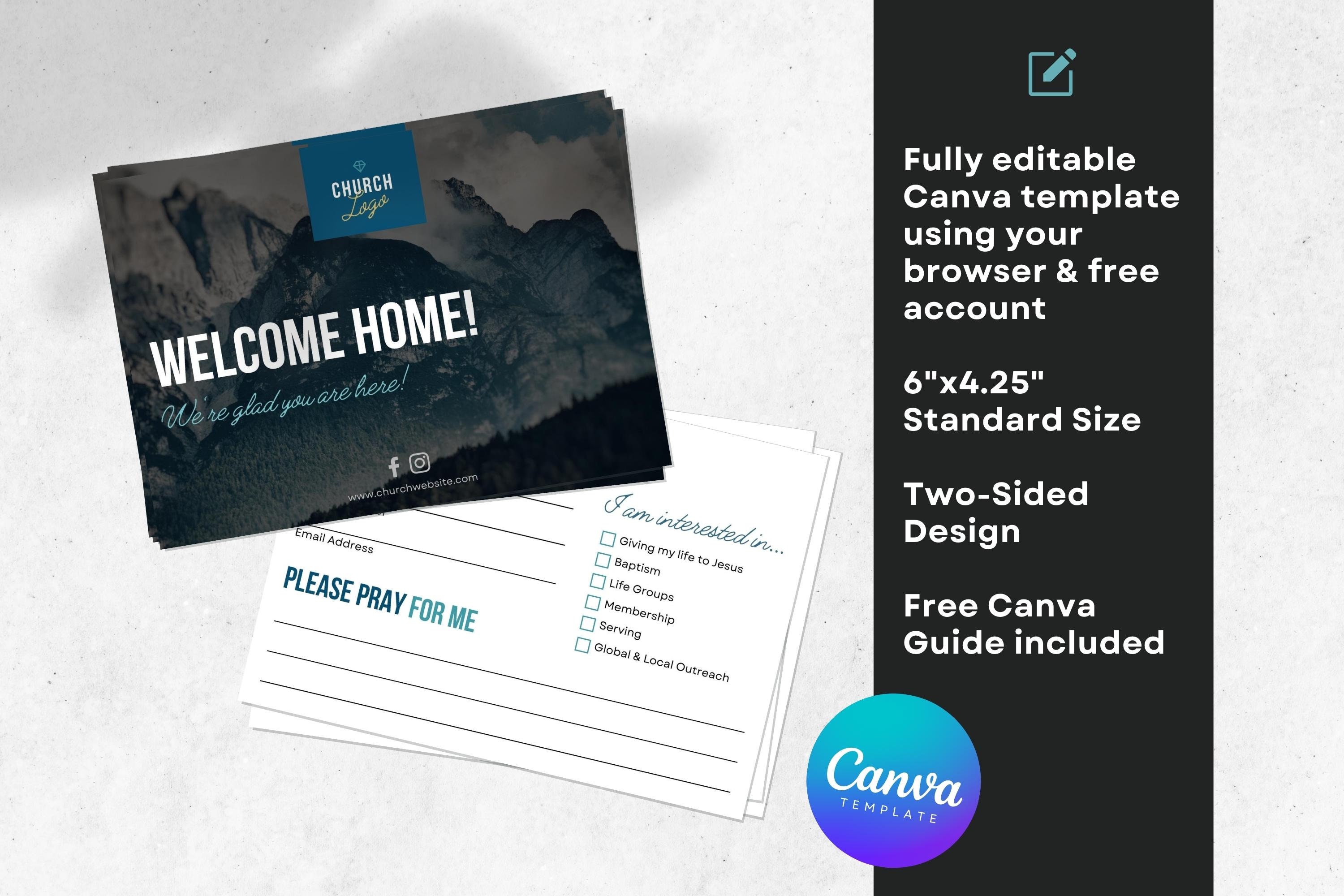 Church Connection Card Canva Template: Visitor Guest Card (digital ...