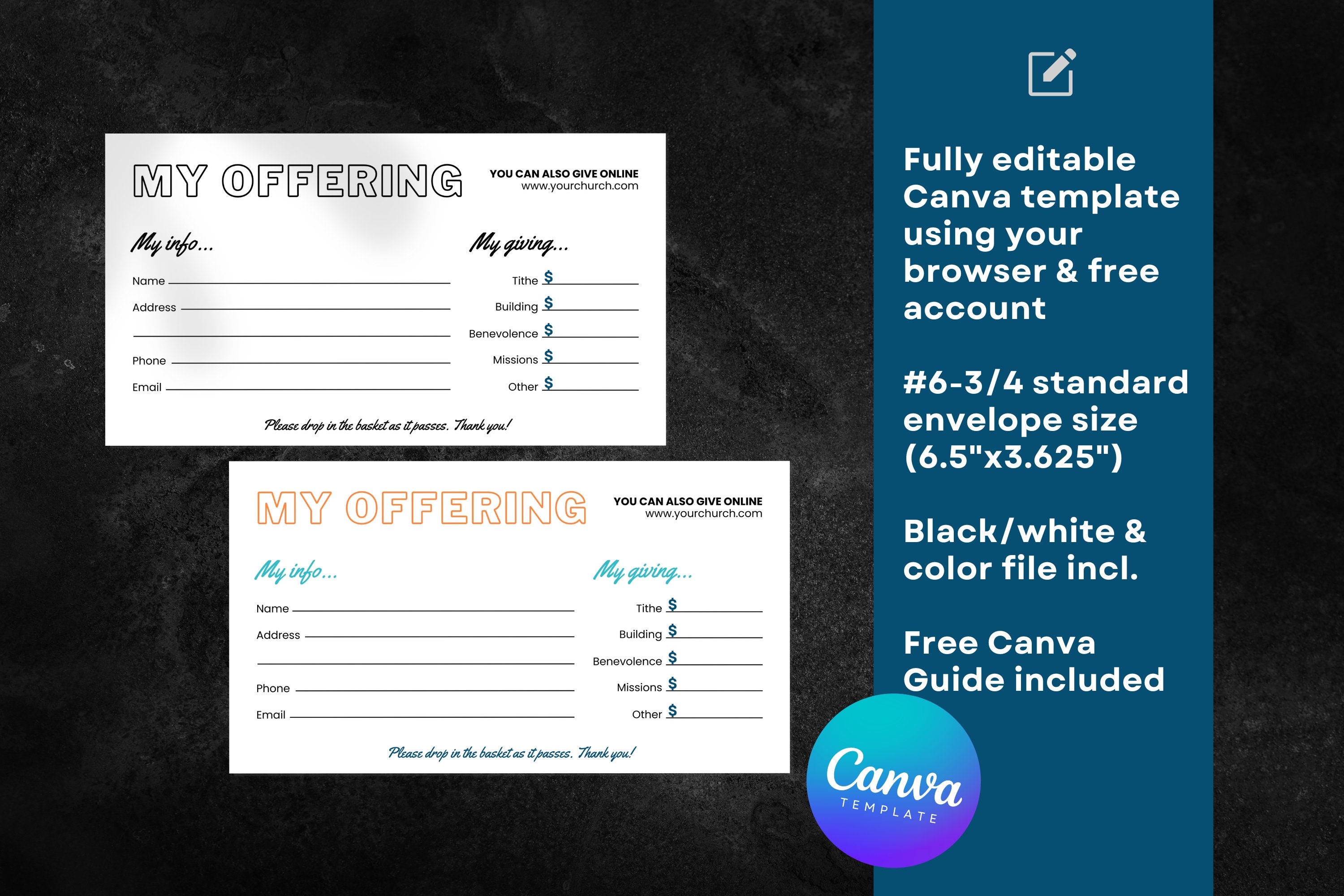 Church Offering Tithe Envelope, Tithing Envelope, EDITABLE Canva ...