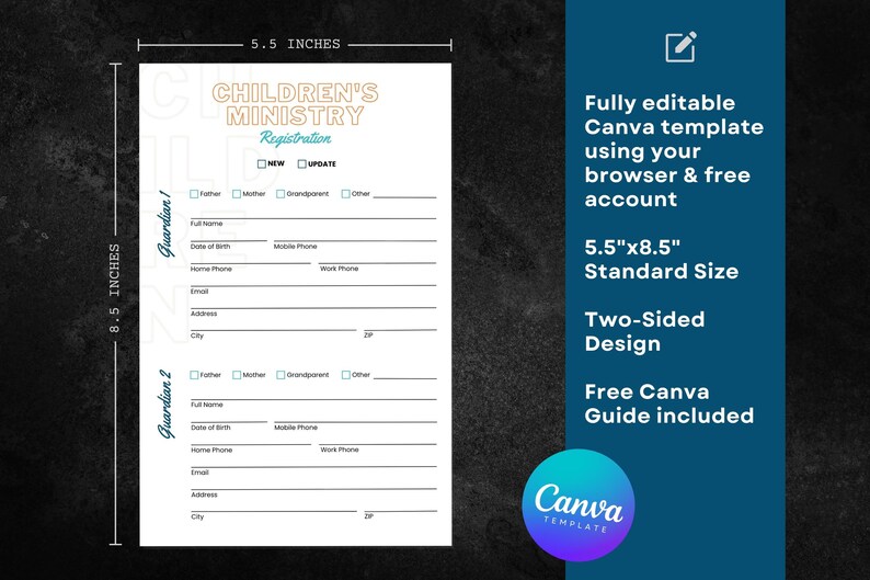 Children's Ministry Registration Card Template: Editable Canva Design ...