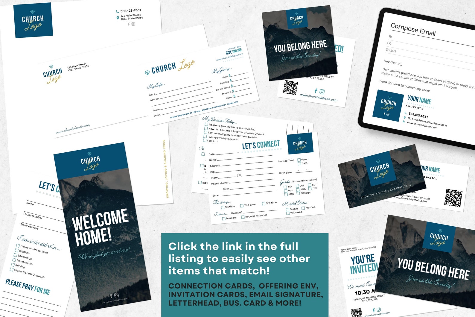 Square Church Invitation Canva Template, Sunday Invitation Card Handout ...