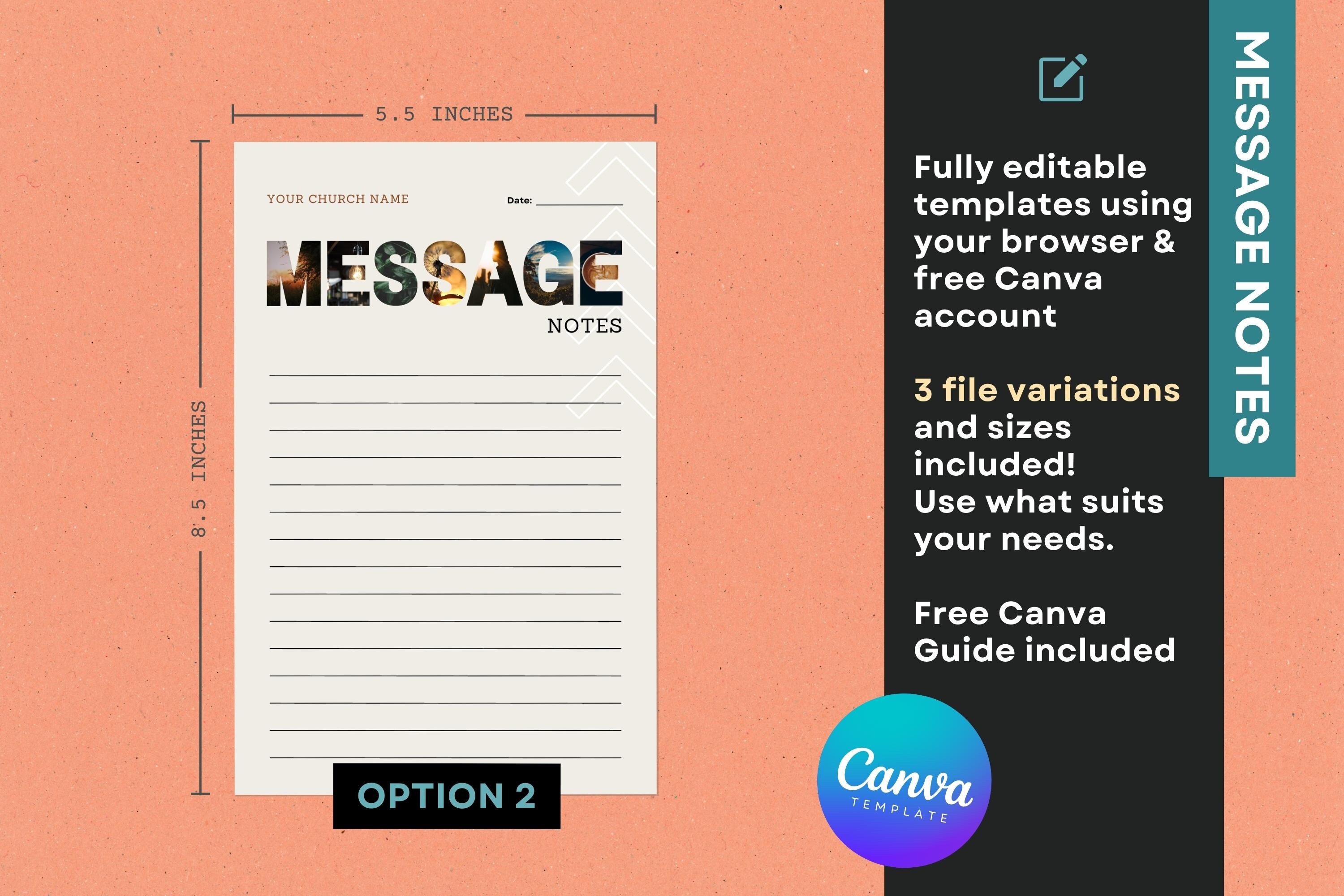 Church Sermon Notes Template: Editable Message Notes, Canva (digital ...