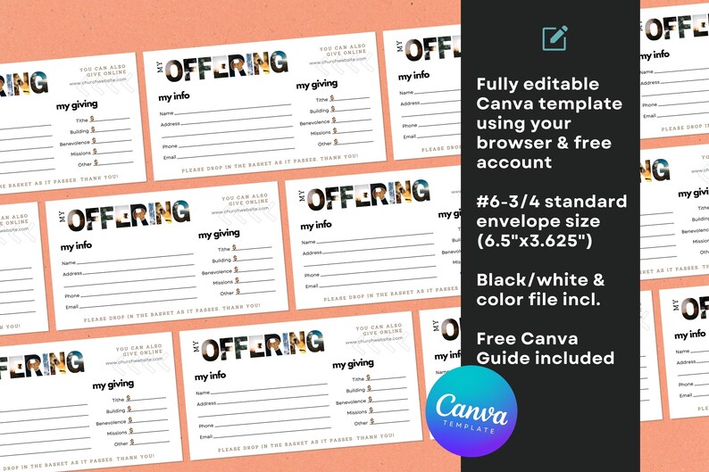 Editable Offering Envelope Canva Template: Church Tithe Collection ...