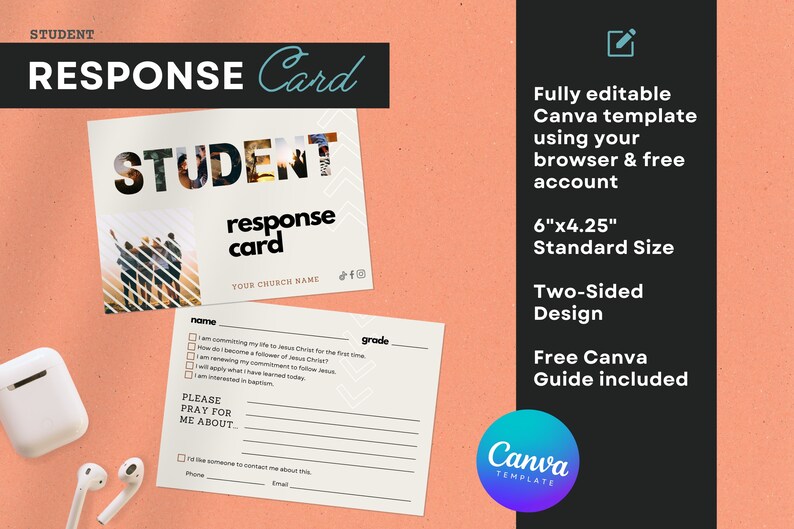 Church Card Templates Bundle: Welcome, Connect, Registration (canva ...