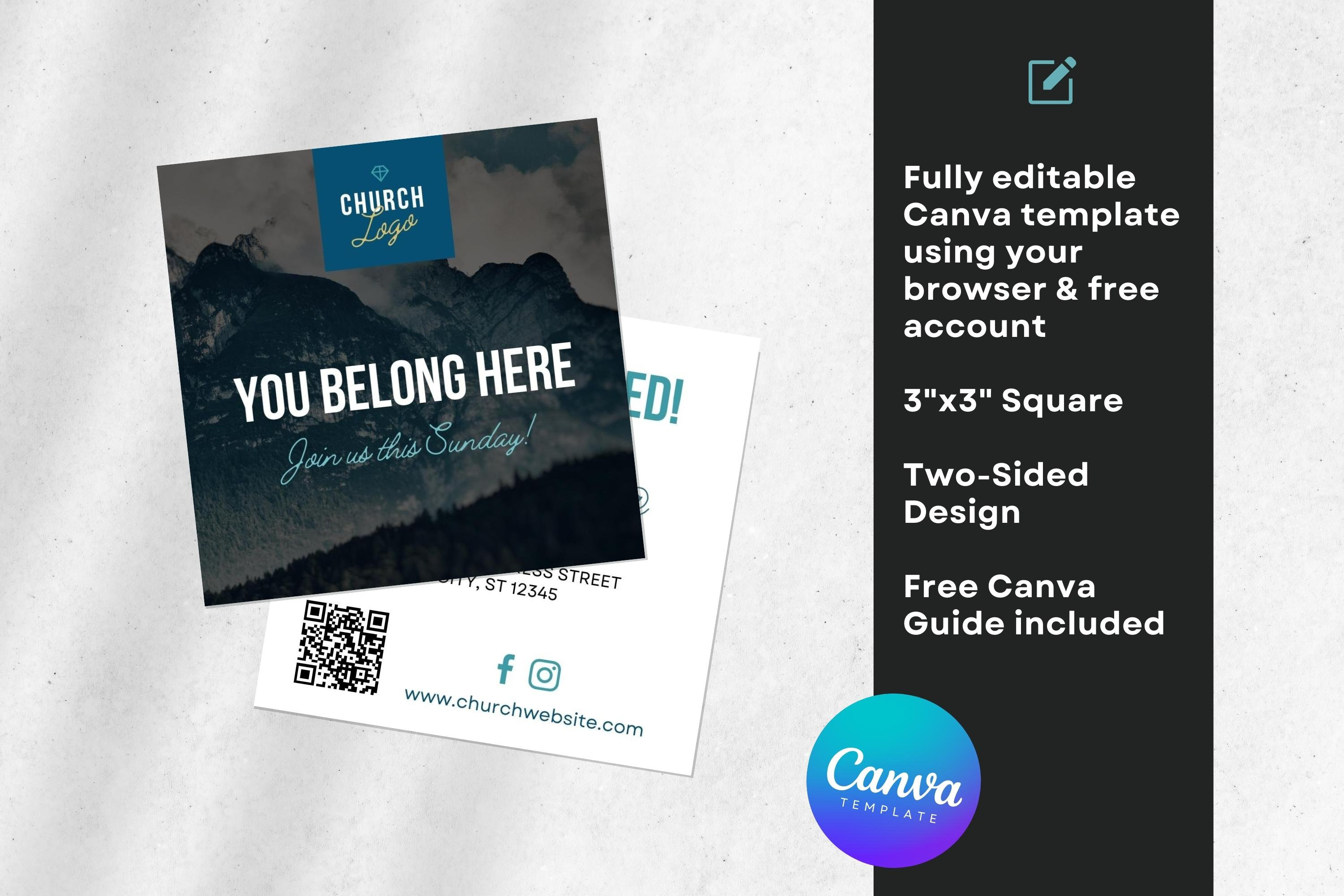 Square Church Invitation Template: Modern QR Code Design (canva) - Etsy