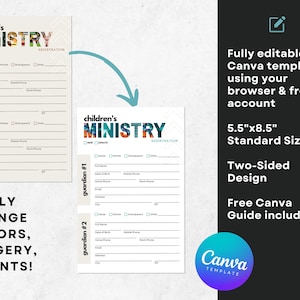 Children's Ministry Registration Card Template: Editable Canva Design ...