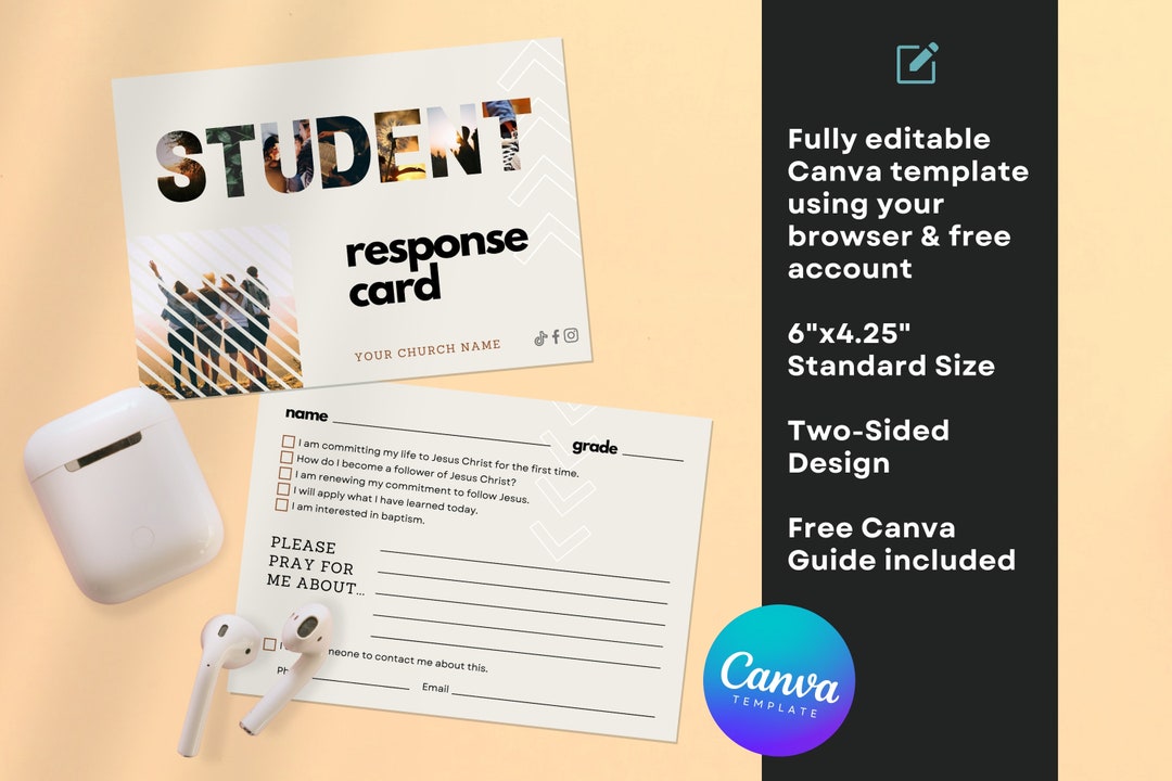 Youth Ministry Response Card Canva Template: Editable Prayer Card ...
