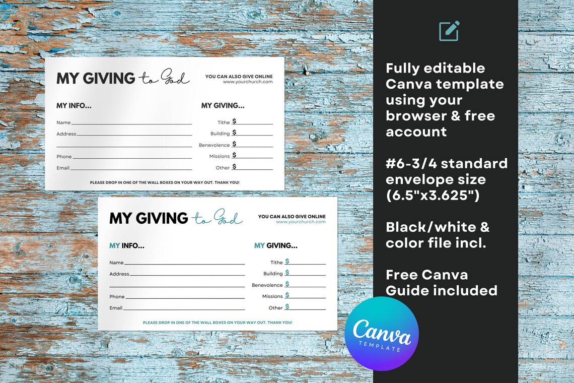 Editable Church Offering Envelope Template: Tithe Collection (canva) - Etsy