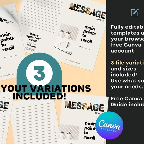 Sermon Notes Canva - Etsy