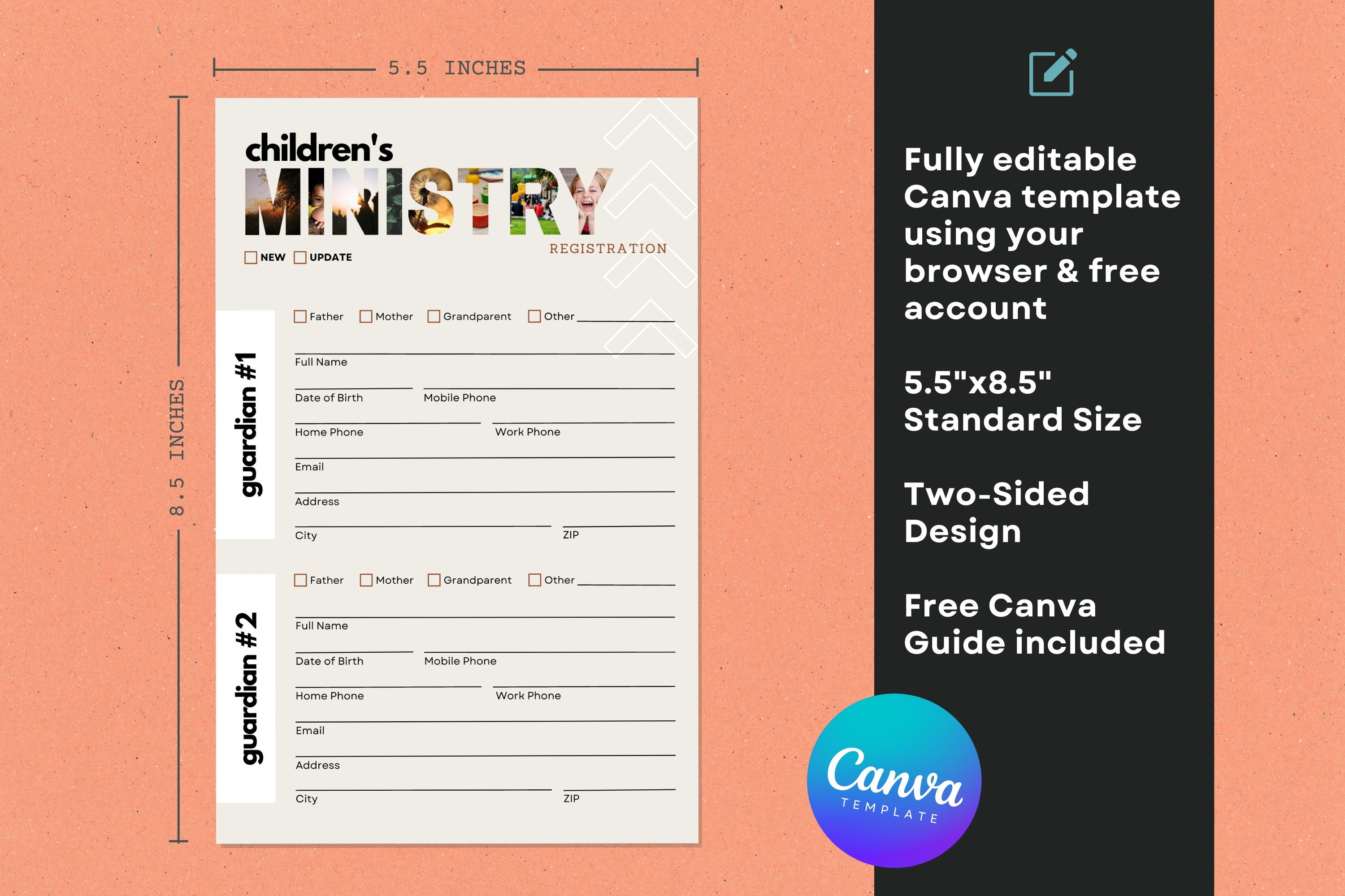Children's Ministry Registration Card Template: Editable Canva Design ...