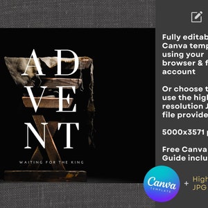 Advent Graphic, Editable Canva Template, Manger, Church Christmas ...