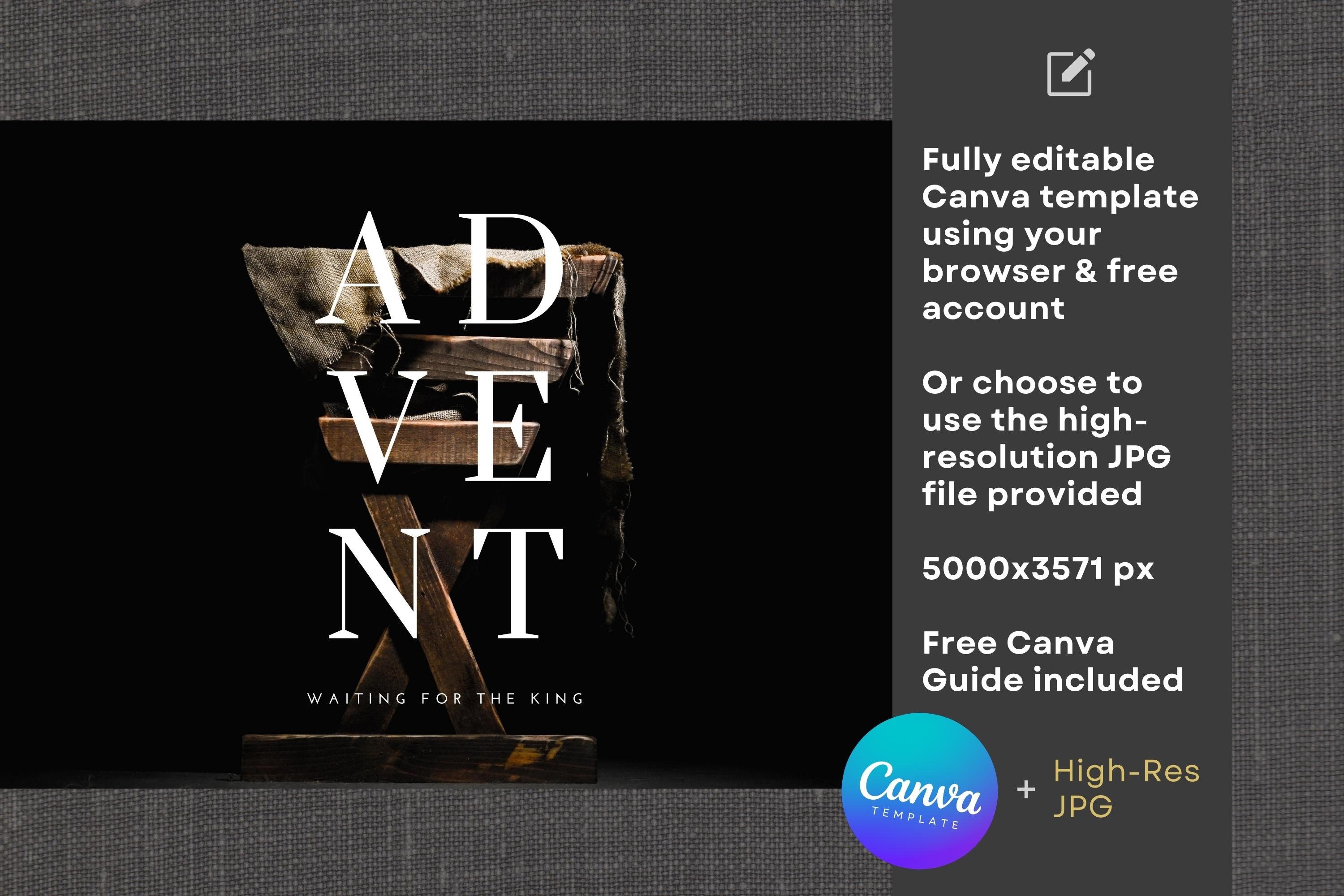 Advent Graphic, Editable Canva Template, Manger, Church Christmas ...