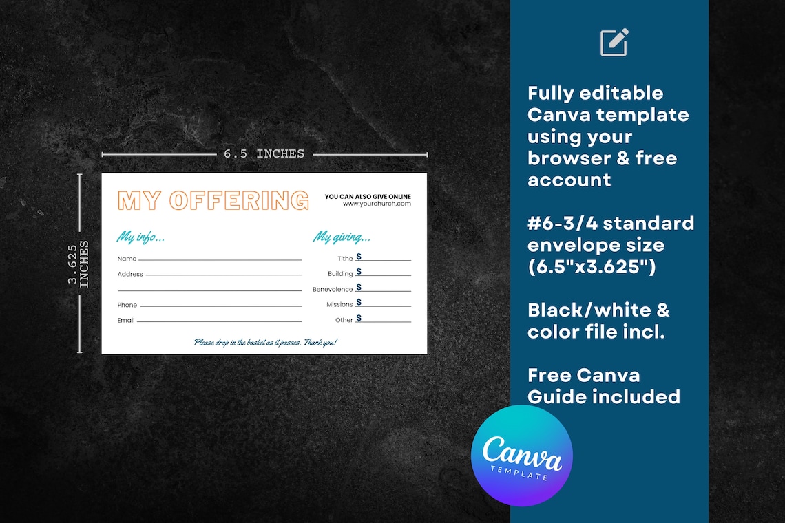 Editable Church Offering Envelope Template: Tithe Collection (canva) - Etsy