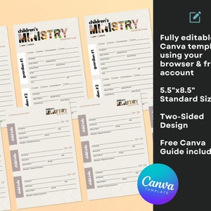 Children's Ministry Registration Card Template: Editable Canva Design ...
