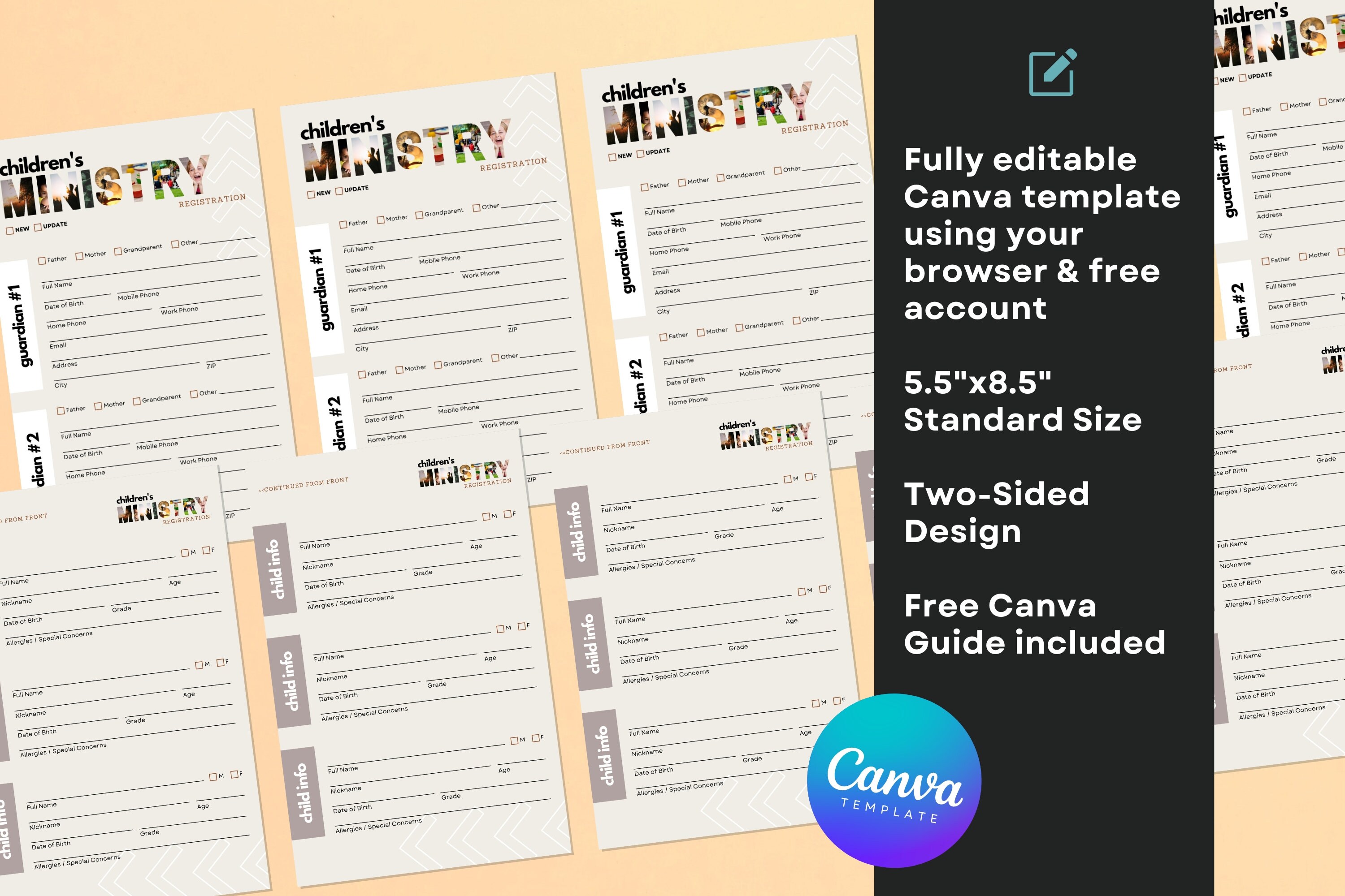 Children's Ministry Registration Card Template: Editable Canva Design ...