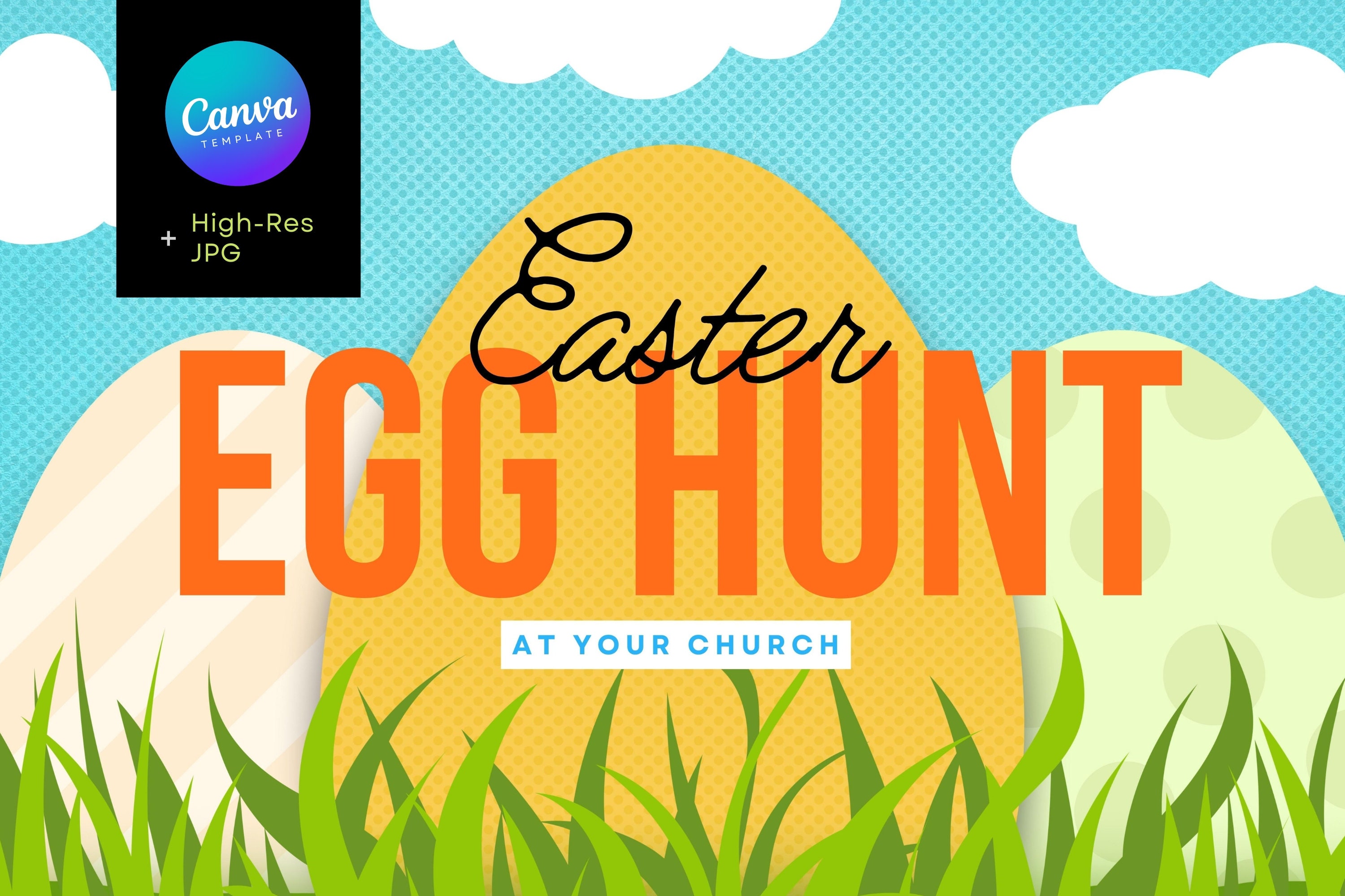Church Easter Egg Hunt Graphic Canva Template, Church Egg Hunt ...