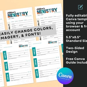 Children's Ministry Registration Card Template: Editable Canva Design ...